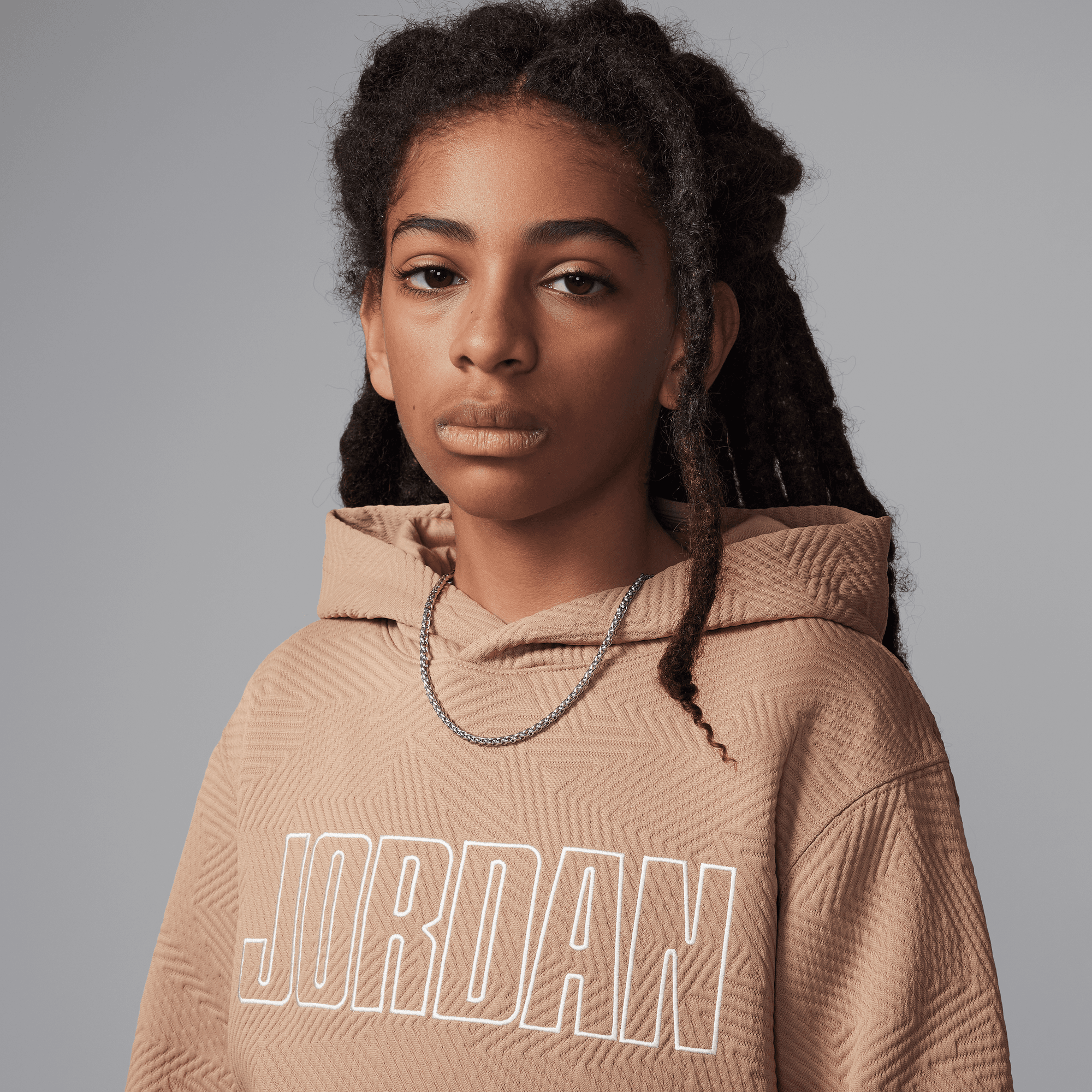 Buy Jordan Sneaker School Big Kids' Jacquard Pullover Hoodie - Desert ...