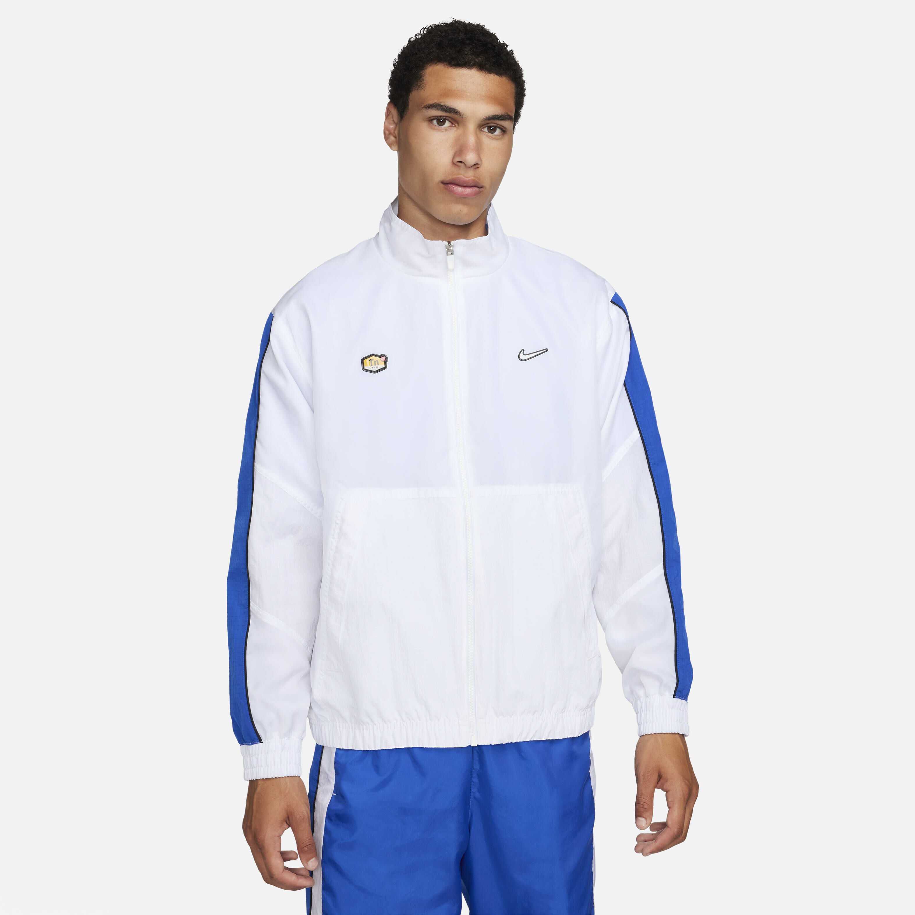 Buy Nike Sportswear Men's Woven Tracksuit Jacket - White/Game Royal ...